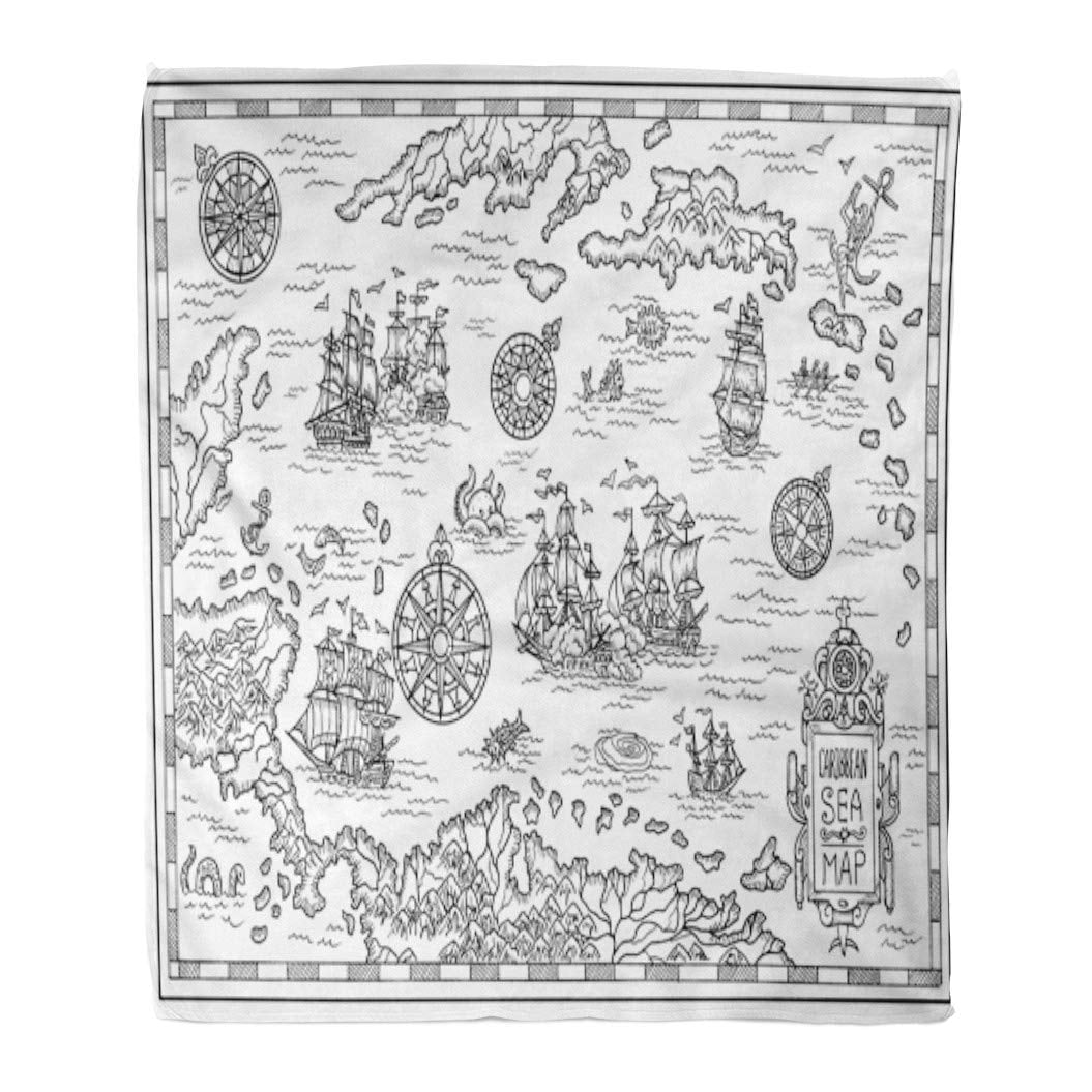 Black And White Pirate Treasure Map