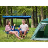 WTVIDAS Double Beach Chair with Canopy Shade, Folding Oversized Camping ...