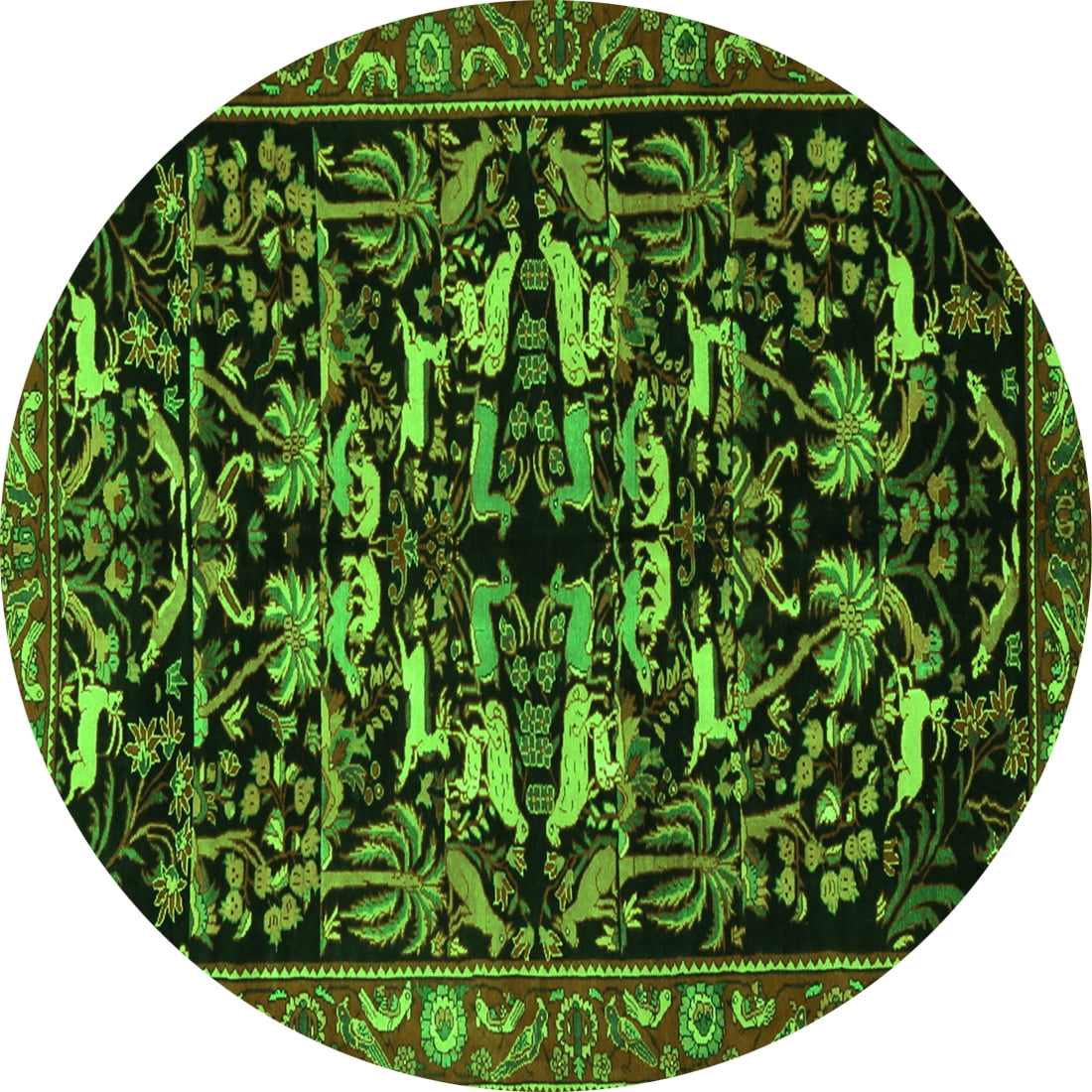 Ahgly Company Indoor Round Animal Green Traditional Area Rugs, 8' Round ...