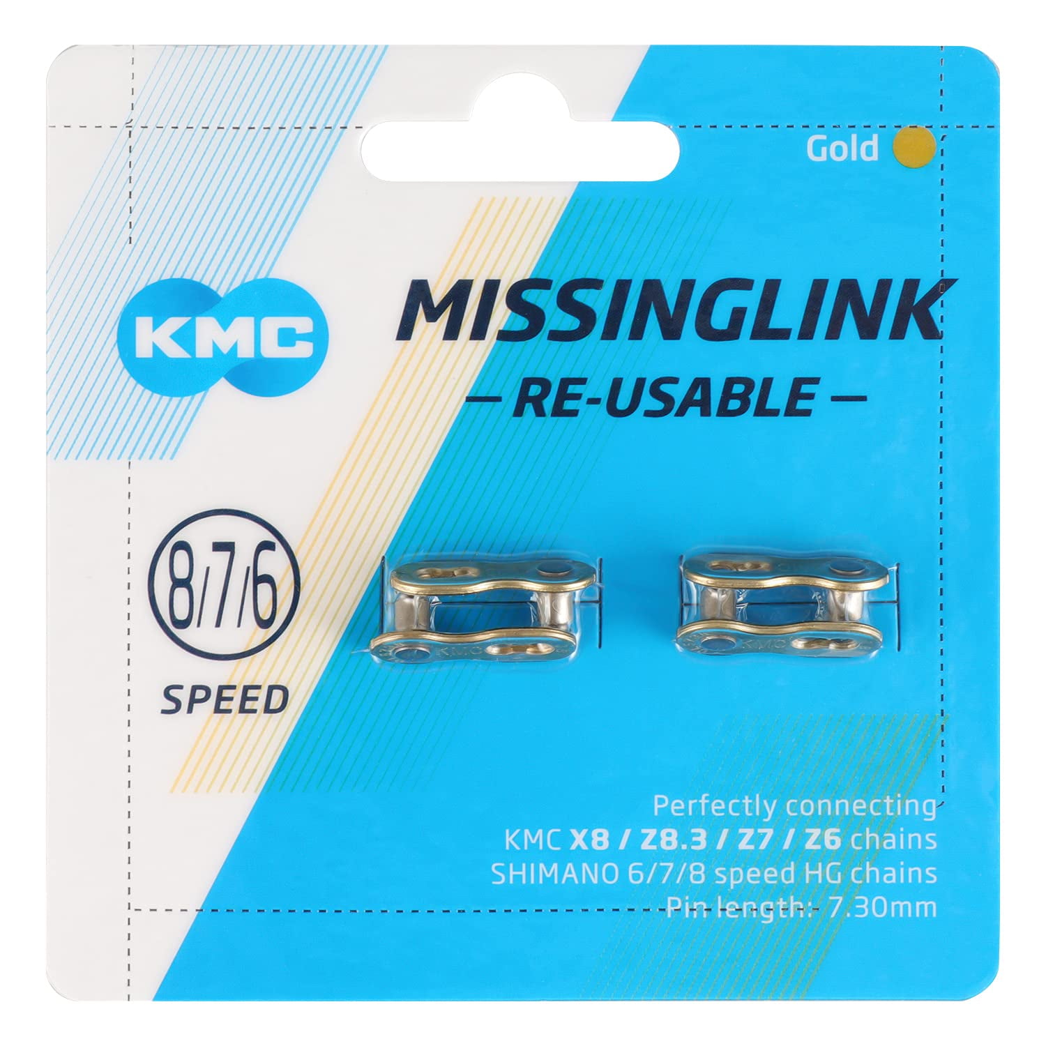 KMC Missing Link 6/7/8 Speed 2 Pairs Gold Reusable Bicycle Chain ...