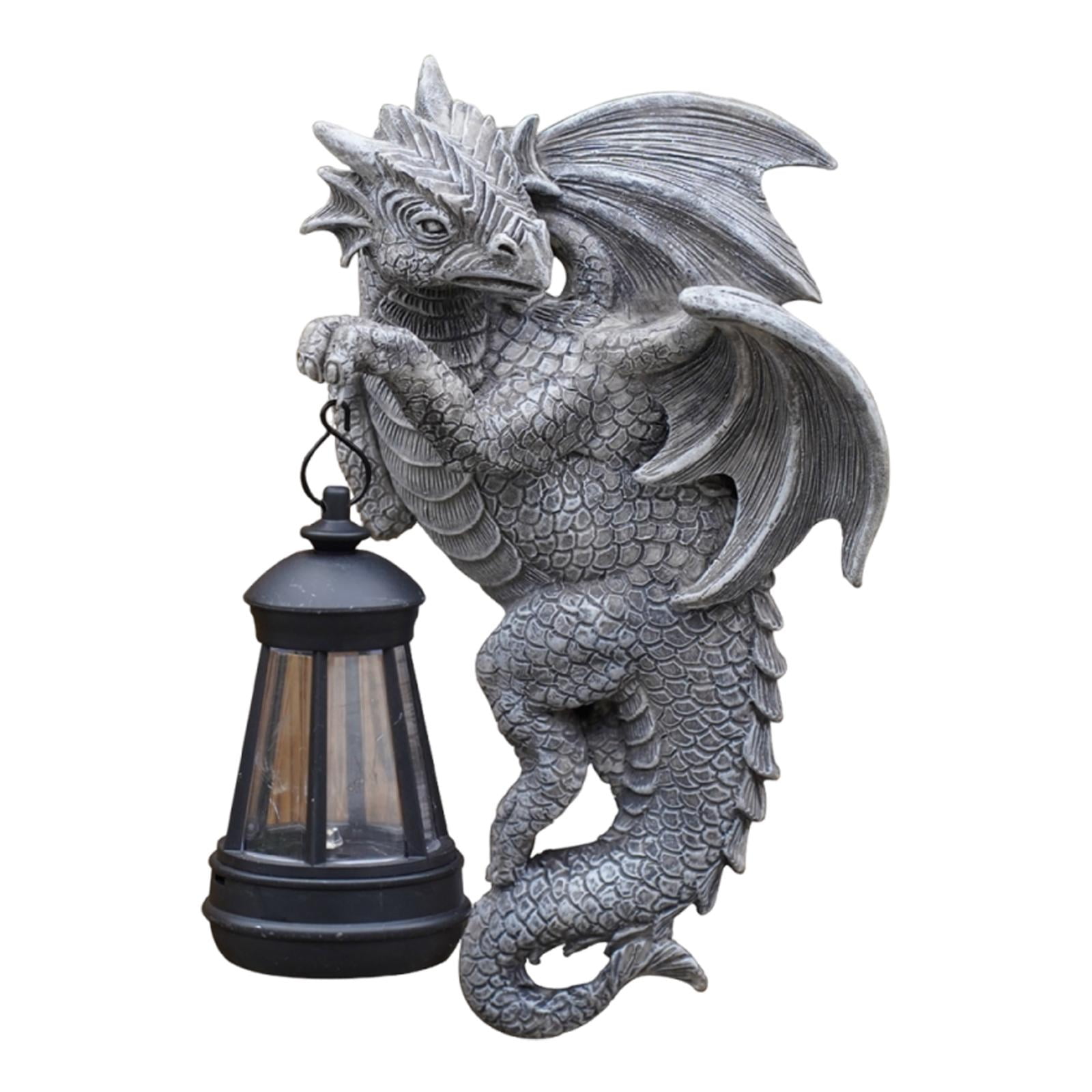 Figura decorativa de dragón con luz solar para exteriores, artesanía ...