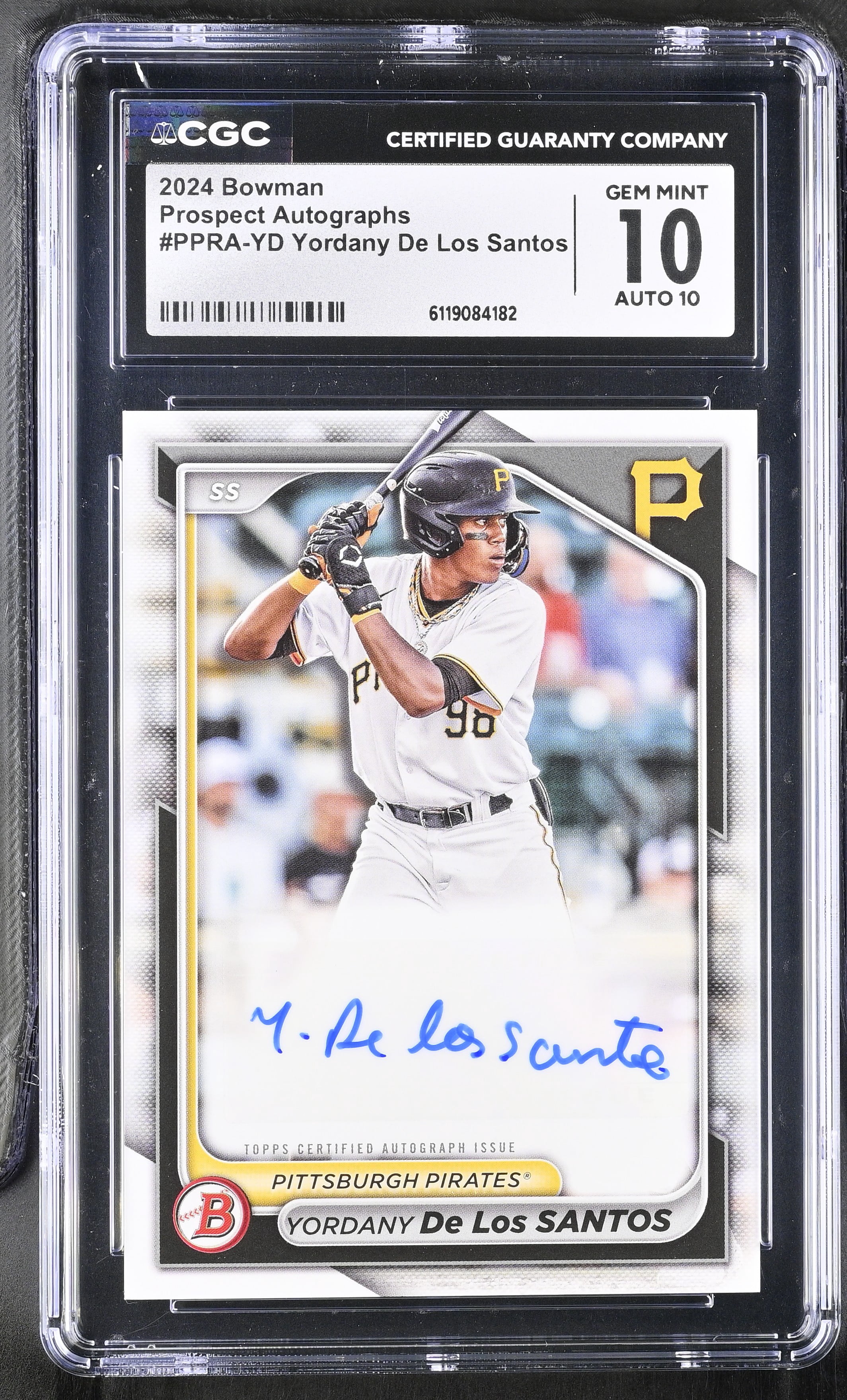 Bowman Prospect Autographs Yordany De Los Santos Baseball Card GEM MINT ...