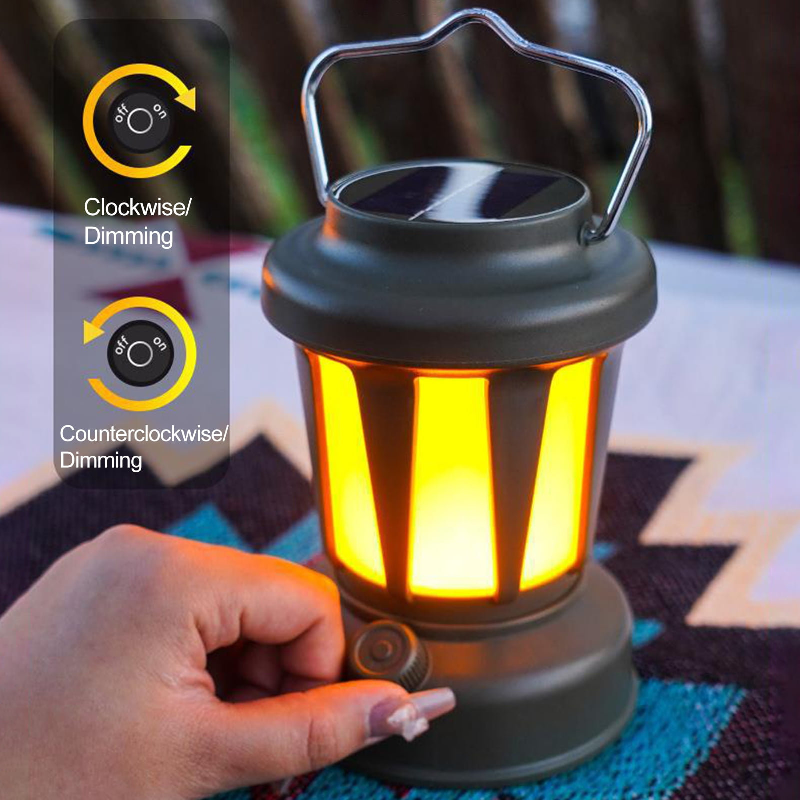 Walbest LED Solar Camping Lantern with Handle, Portable Tent Lamp Patio ...