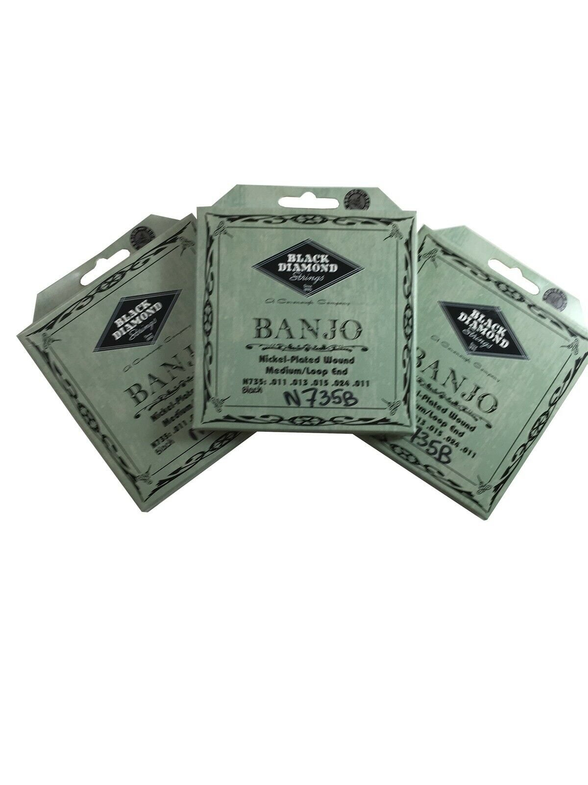 Black Diamond Banjo Strings 3-Pack 5-String Medium Loop End Black ...