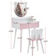 Ktaxon Kids' Wooden Vanity Table and Stool Set with LED Lights ...