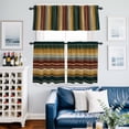 3 Piece Kitchen Curtains and Valances Set Brown Red Stripe Cafe ...