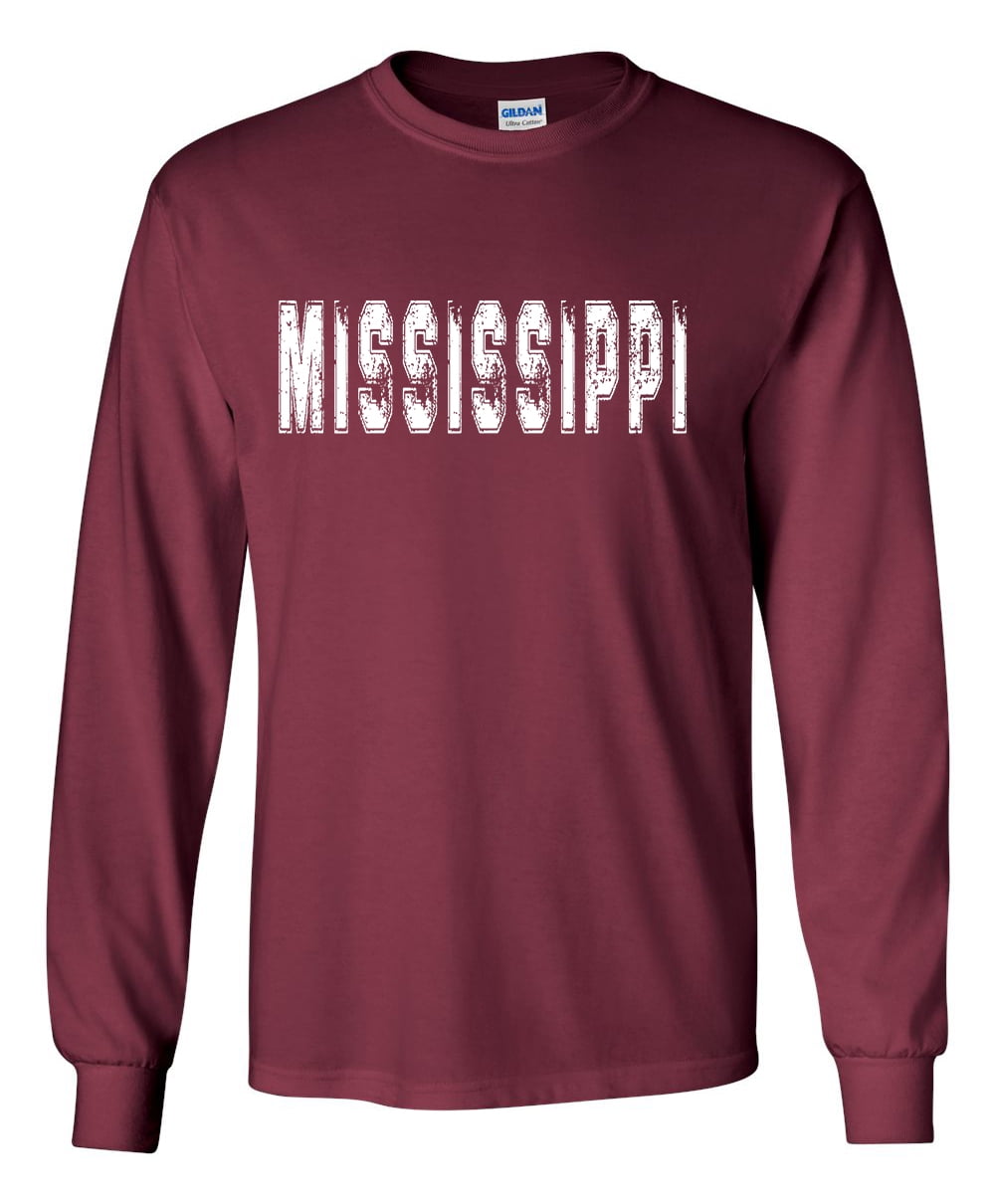 Mississippi Tshirt Football Team Color Maroon and White Distressed ...