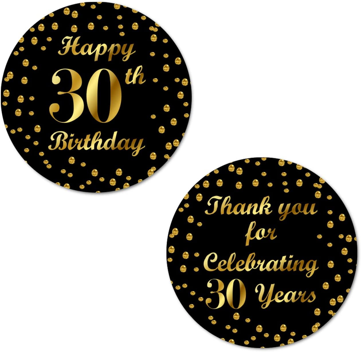 30th Birthday Round 2 Inch Big Glossy Stickers, Thank You for ...