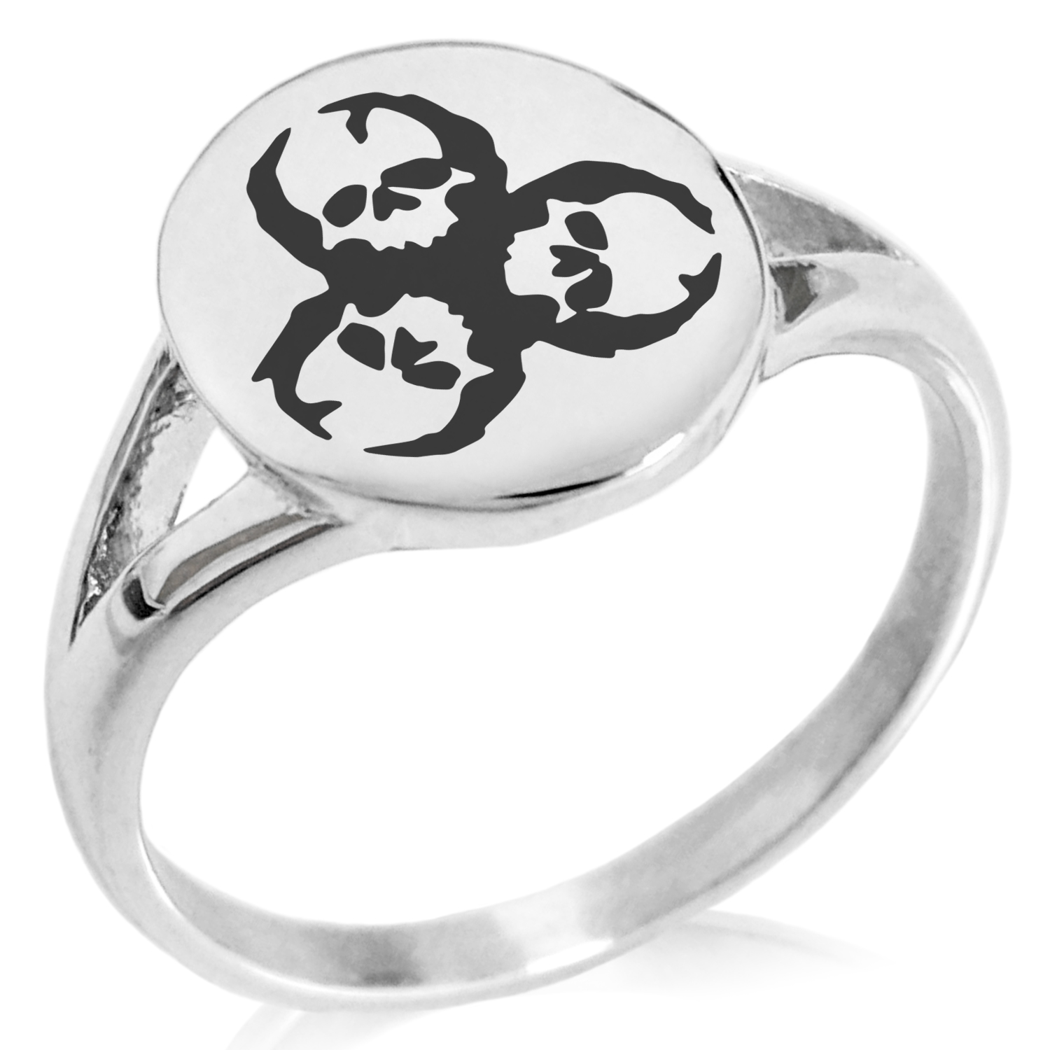 Stainless Steel Zombie Skull Biohazard Minimalist Oval Top Polished ...