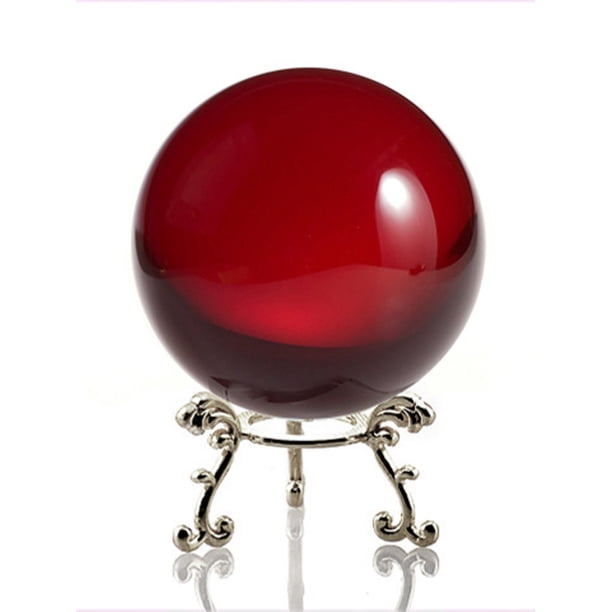 Amlong Crystal Red Crystal Ball 60mm (2.3 in.) with Silver Flower Stand ...