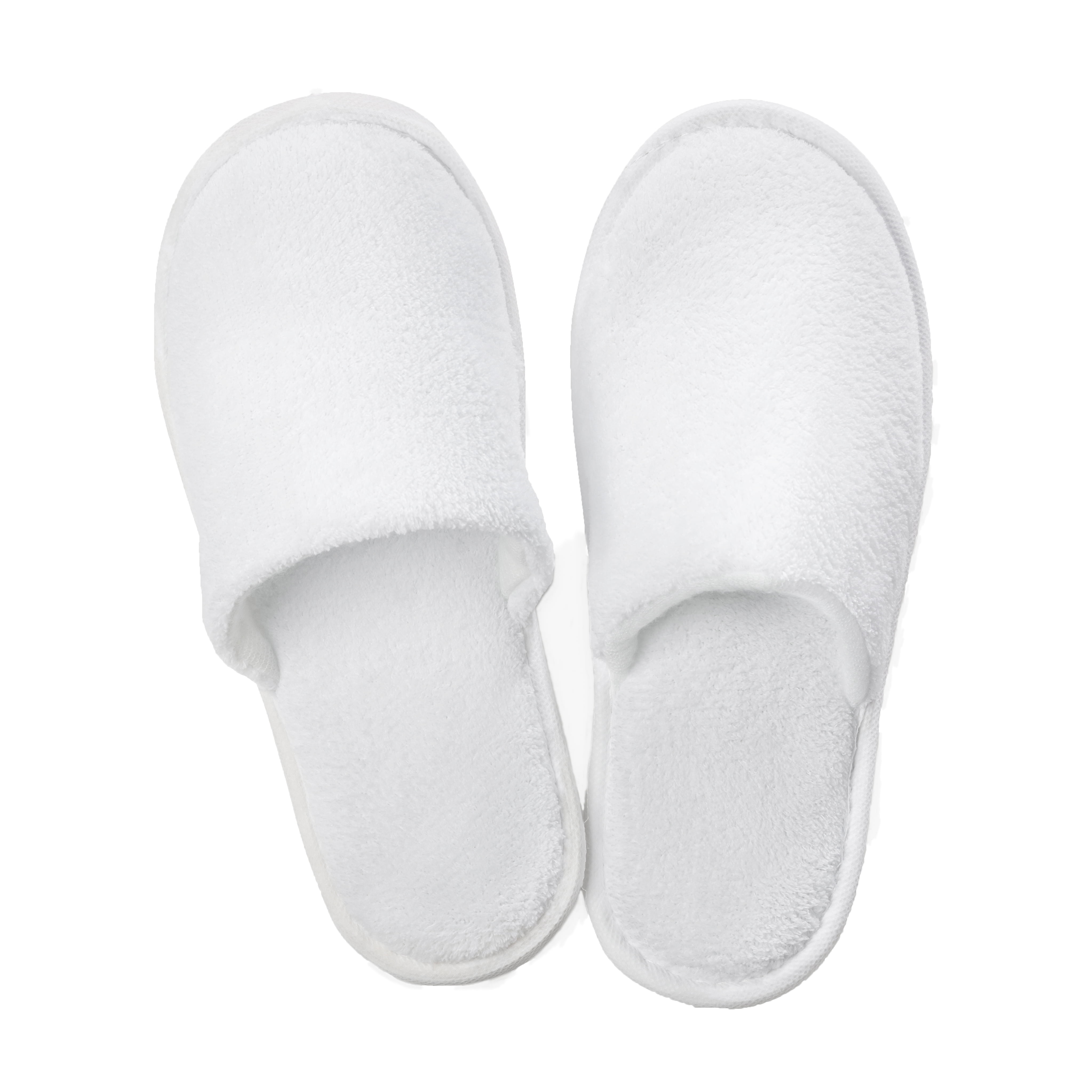 White Closed Toe Adult Velour Slippers - 6 pack - Walmart.com