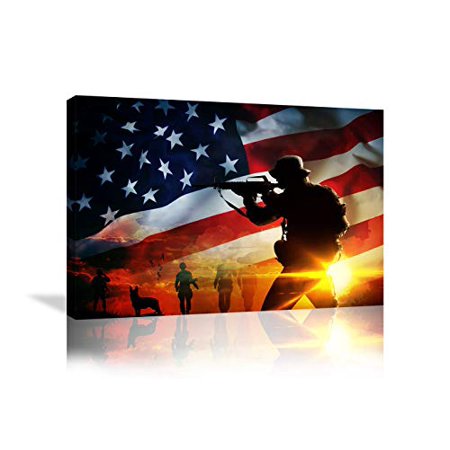 Urttiiyy Large Military Wall Art American Soldier Poster American Flag ...