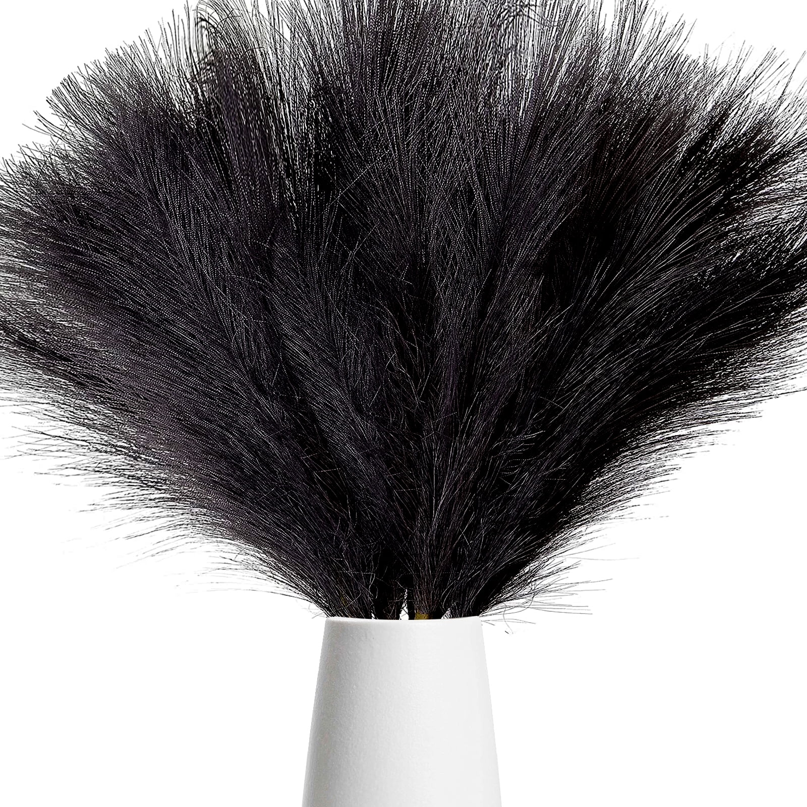 6Pcs Faux Pampas Grass 18", Fluffy Pompous Grass Flower, Dried Boho ...