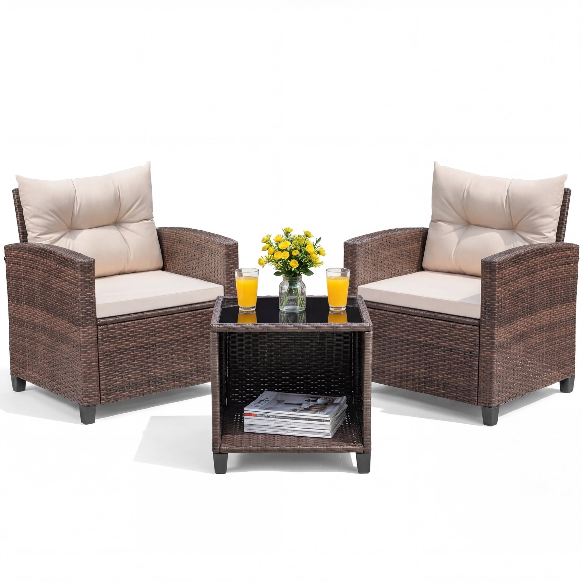 Click here for Homall 3 Piece Outdoor Patio Furniture Set wicker... prices
