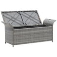 vidaXL Outdoor Storage Bench Patio Rattan Storage Box with Cushion Poly ...