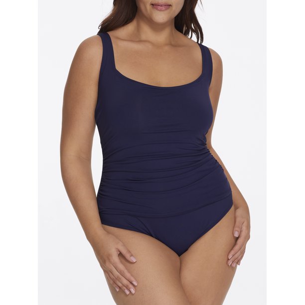 Anne Cole Signature Womens Plus Size Live In Color Square Neck One
