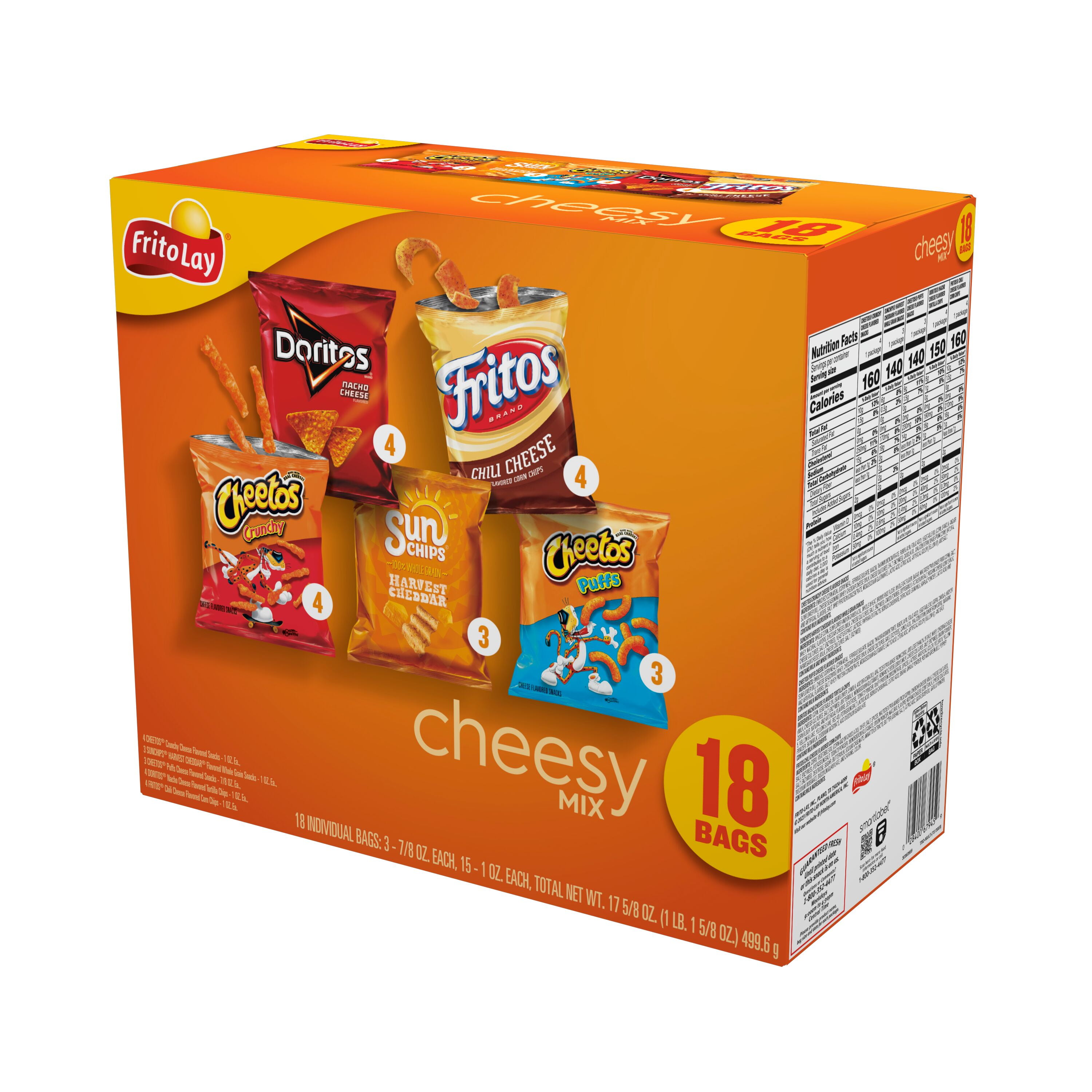 Frito-Lay Cheesy Snack Chips Variety Pack, 18 Count Multipack Best ...