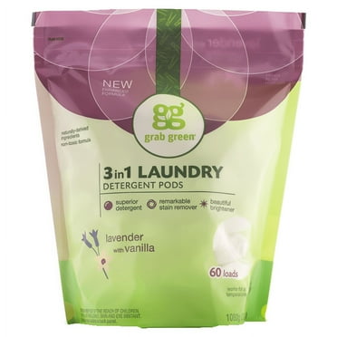 Grab Green Natural 3 in 1 Laundry Detergent Pre-Measured Powder Pods ...