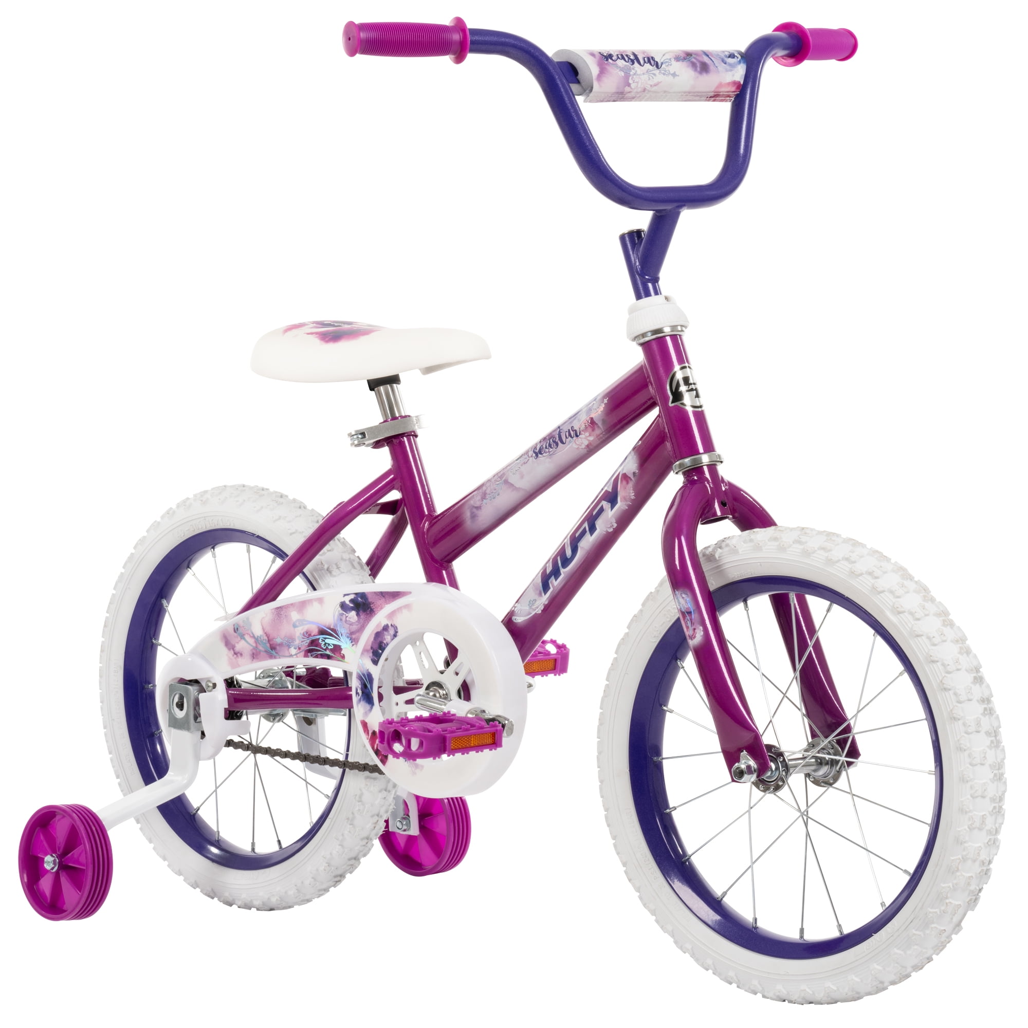 Huffy Sea Star 16-inch Girls’ Bike with Training Wheels, Purple ...