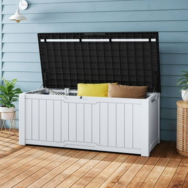 Uforic 120 Gallon Large Outdoor Patio Deck Box,All-Weather Resin ...