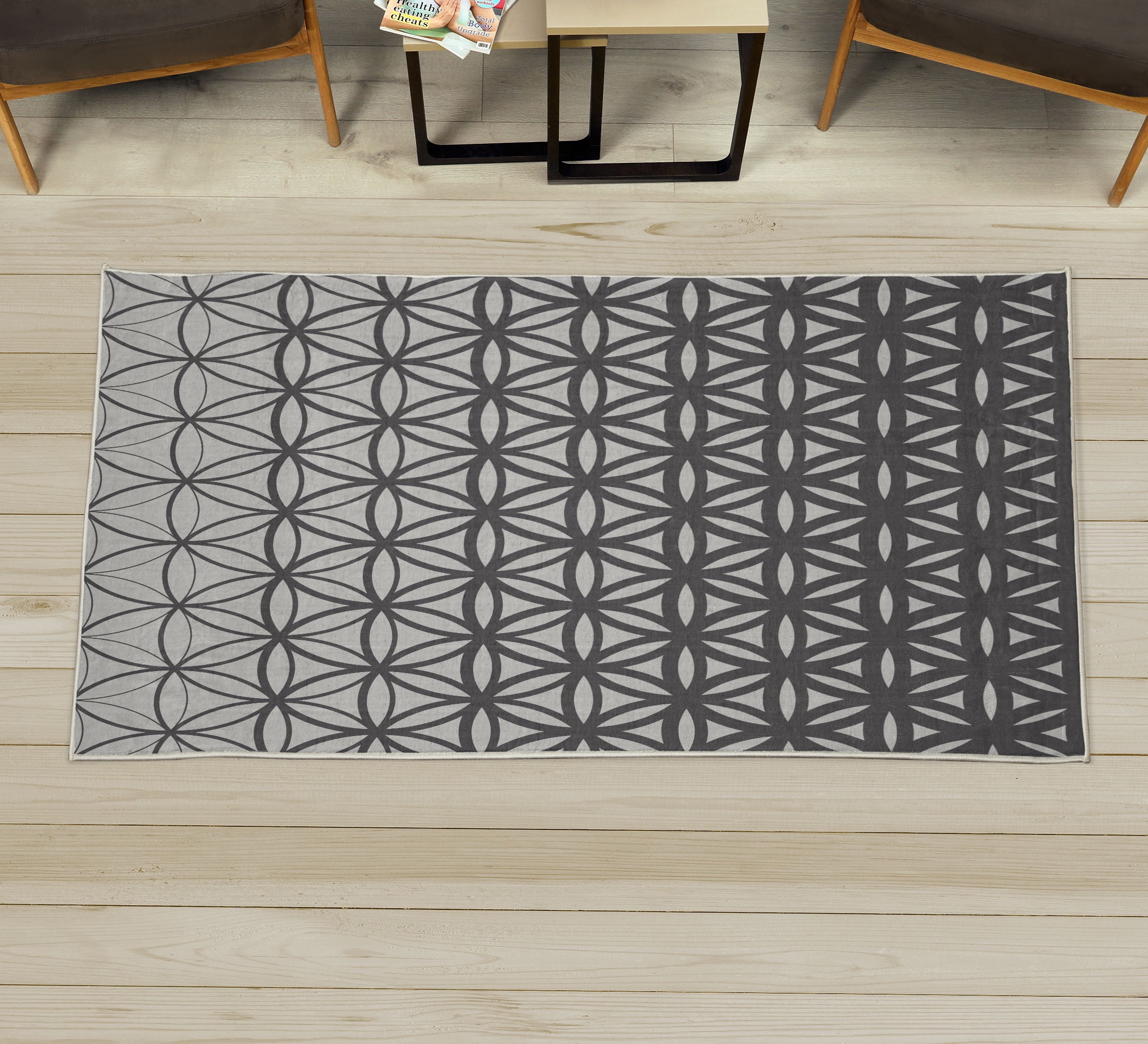 Abstract Decorative Rug, Retro Geometric Ombre Inspired Pattern Classic ...
