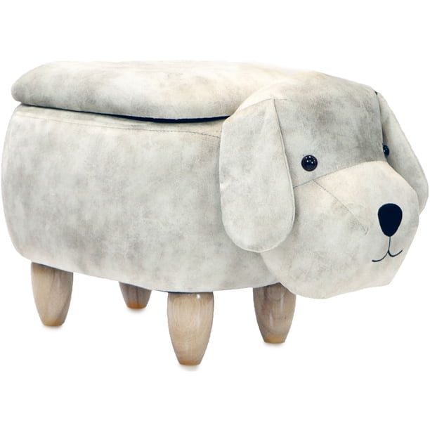 Critter Sitters 15-In. Seat Height Light Gray Dog Animal Shape Storage ...