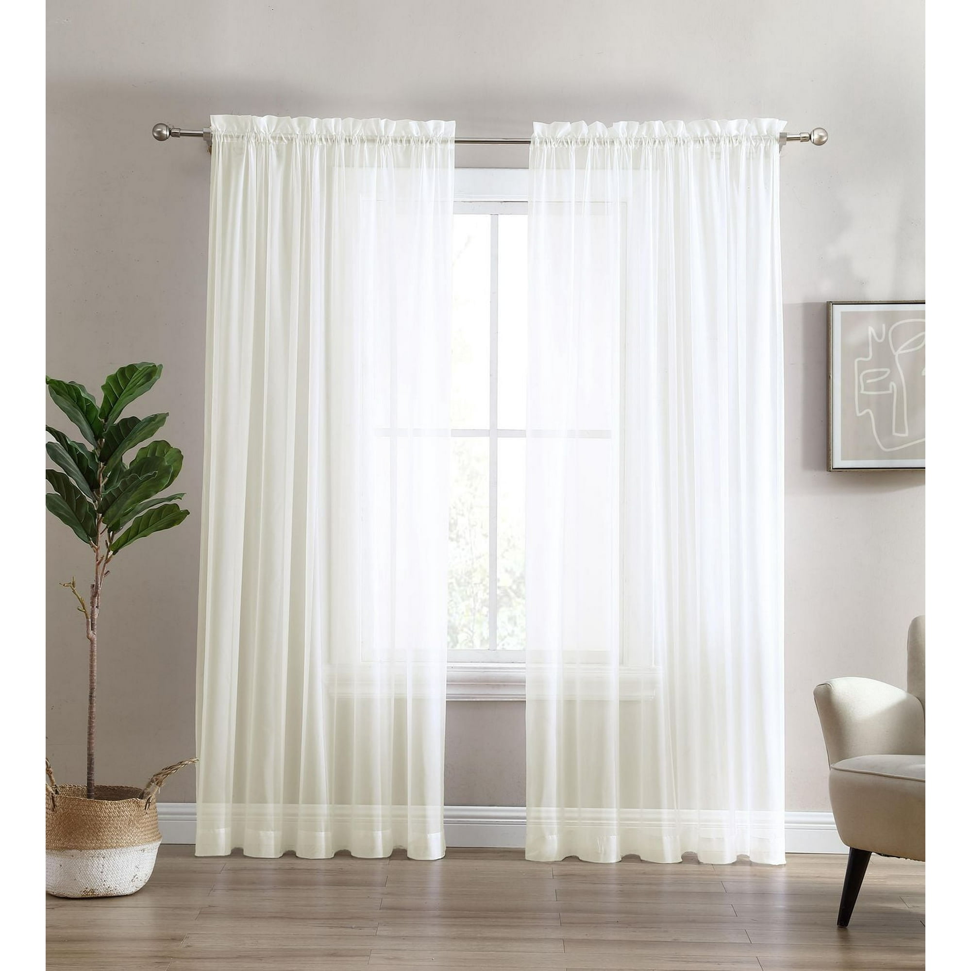 Click here for Swift Home Sheer Window Panel Curtain- 2 Pack 84 prices