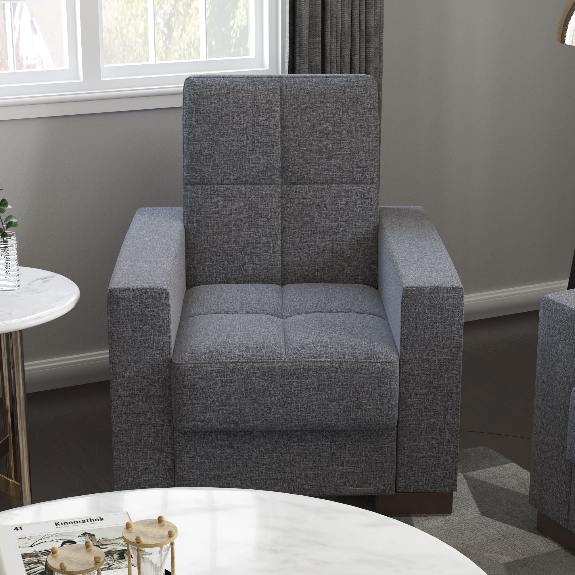 Ottomanson Origins Convertible Arm Chair, Gray Polyester Fabric ...