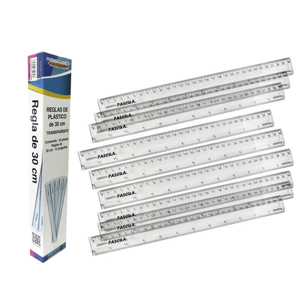 Caja 25 Reglas de plástico de transparente 30 cm, reglas largas ...