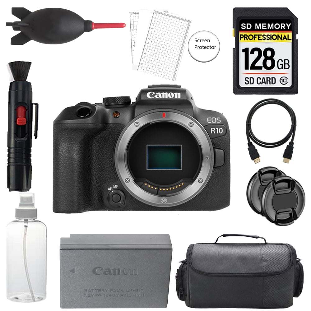 Canon EOS R10 Mirrorless Camera + 128GB + Bag+ Screen Protector- Basic ...