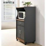 Pemberly Row Wood Microwave Kitchen Cart with Open Storage in Gray Oak ...