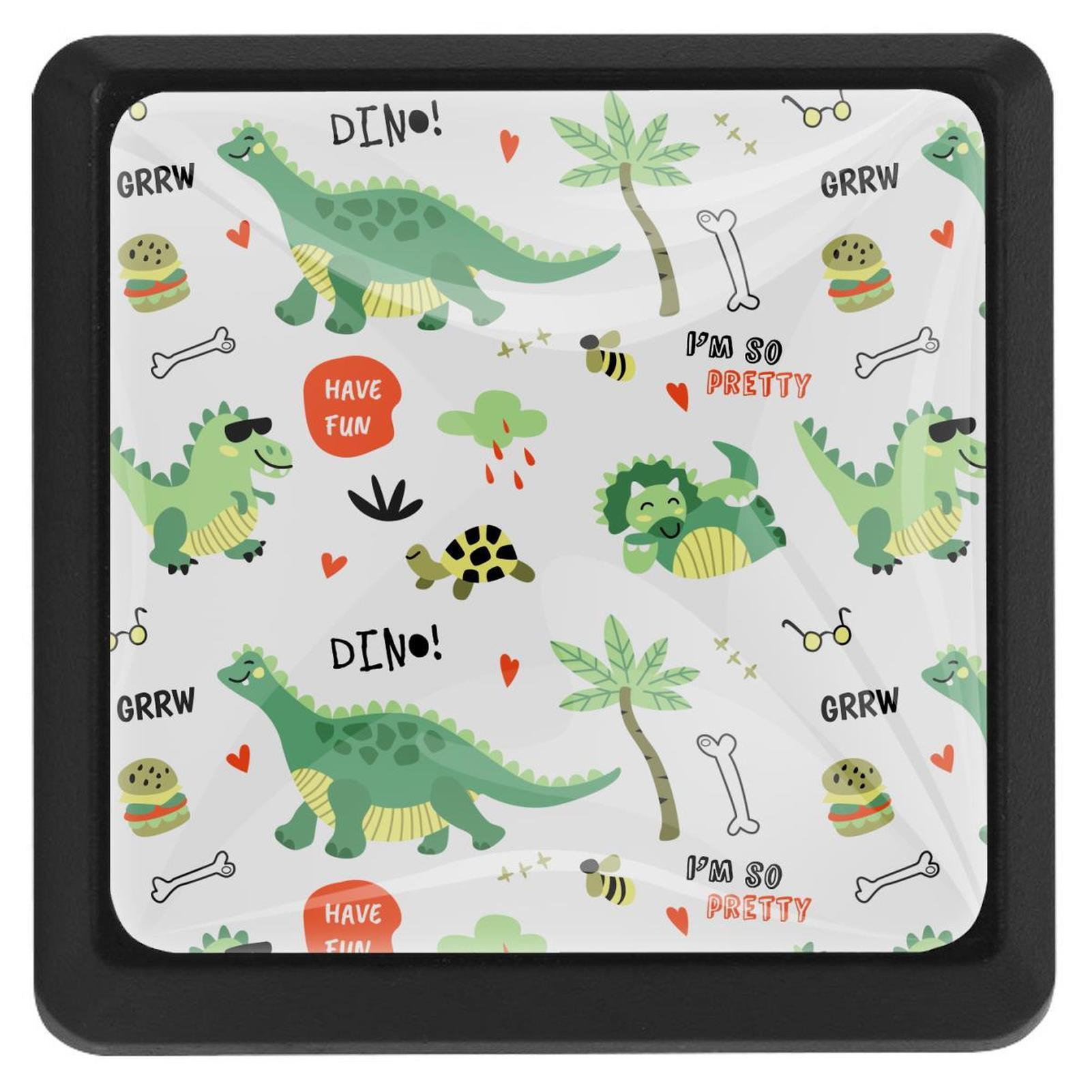 3 Pack Dinosaur Square Cabinet Door Knobs Decor for Cupboard Dressing ...