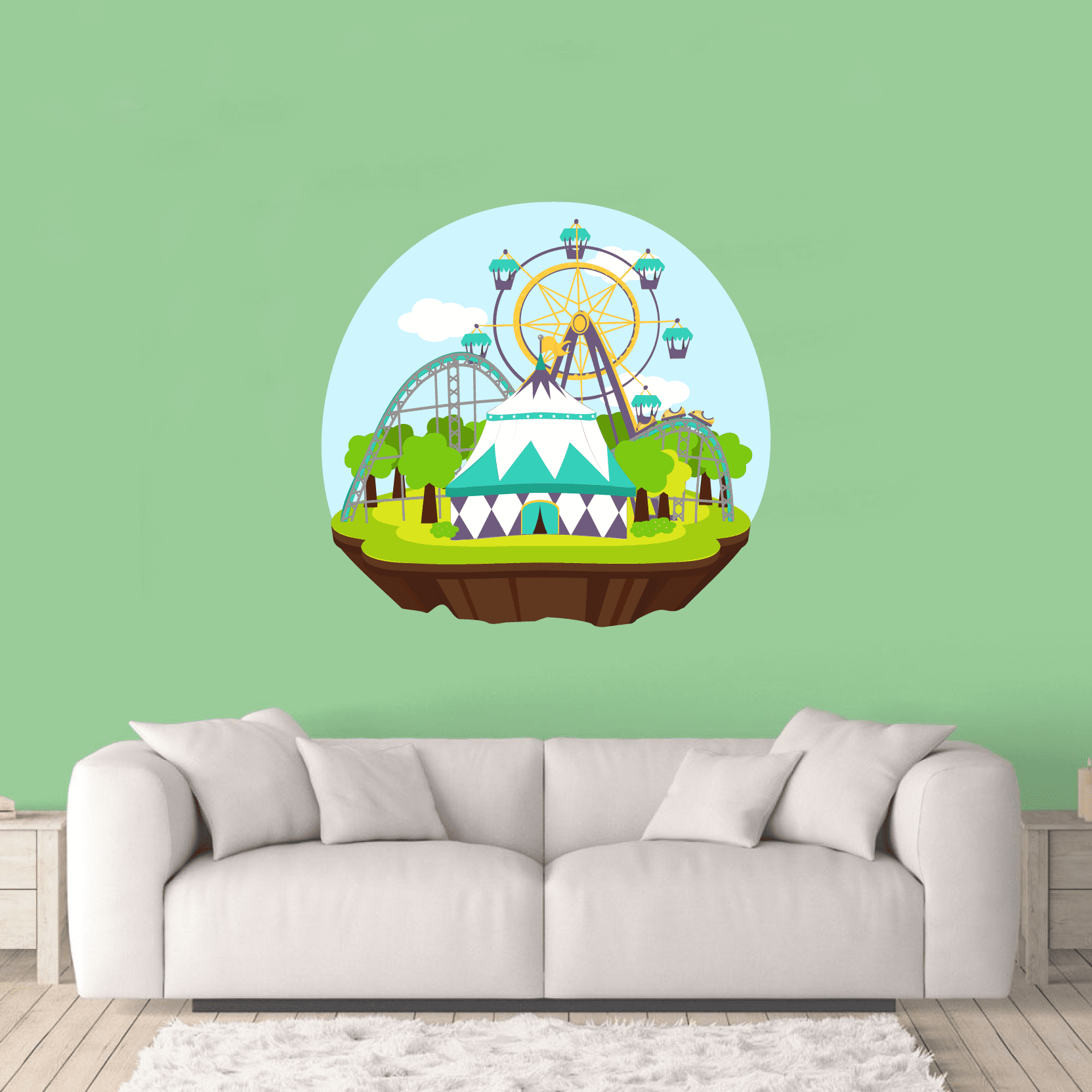 Home Art Amusement Park Carnival Rides Decor Design Wall Decal - 20" x ...
