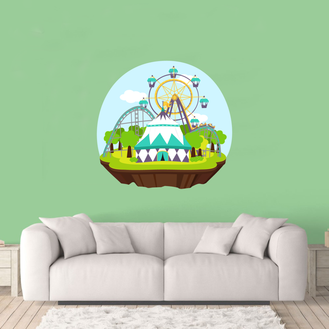 Home Art Amusement Park Carnival Rides Decor Design Wall Decal - 25" x ...