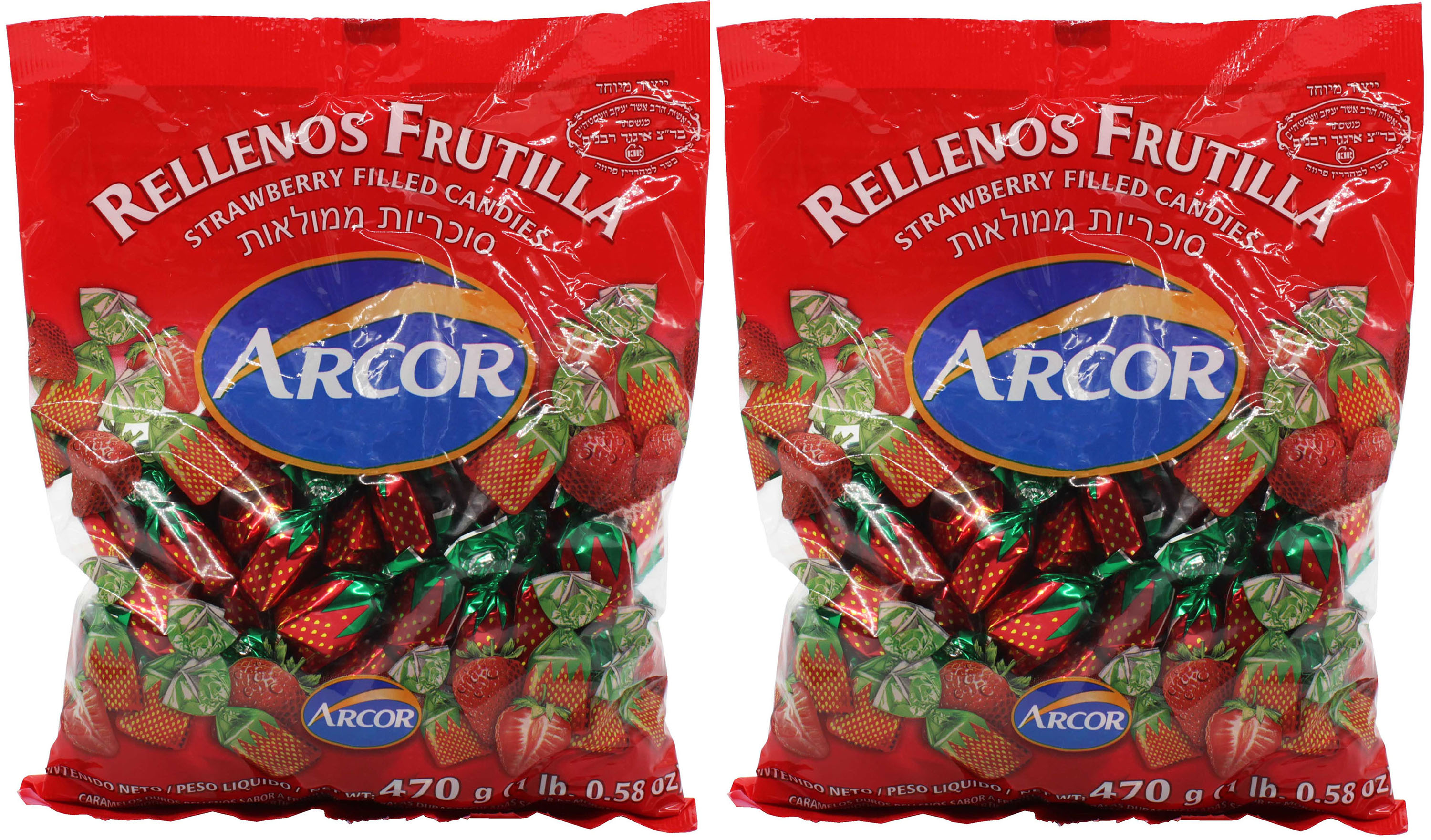 Arcor Juice Filled Strawberry Hard Kosher Candy 2 Packs Each Contains Arcor Juice Filled Strawberry Hard Kosher Candy 2 Packs Each Contains