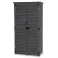 Mcombo Tall Wood Outdoor Storage Cabinet with Vertical Shelves, Lock ...