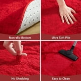 Junovo Circular Fuzzy Area Rug for Kids, Plush Shaggy Carpet for ...