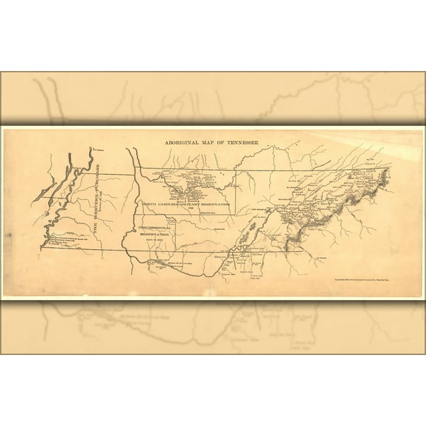 24"x36" Gallery Poster, native american indian map of Tennessee 1886 ...
