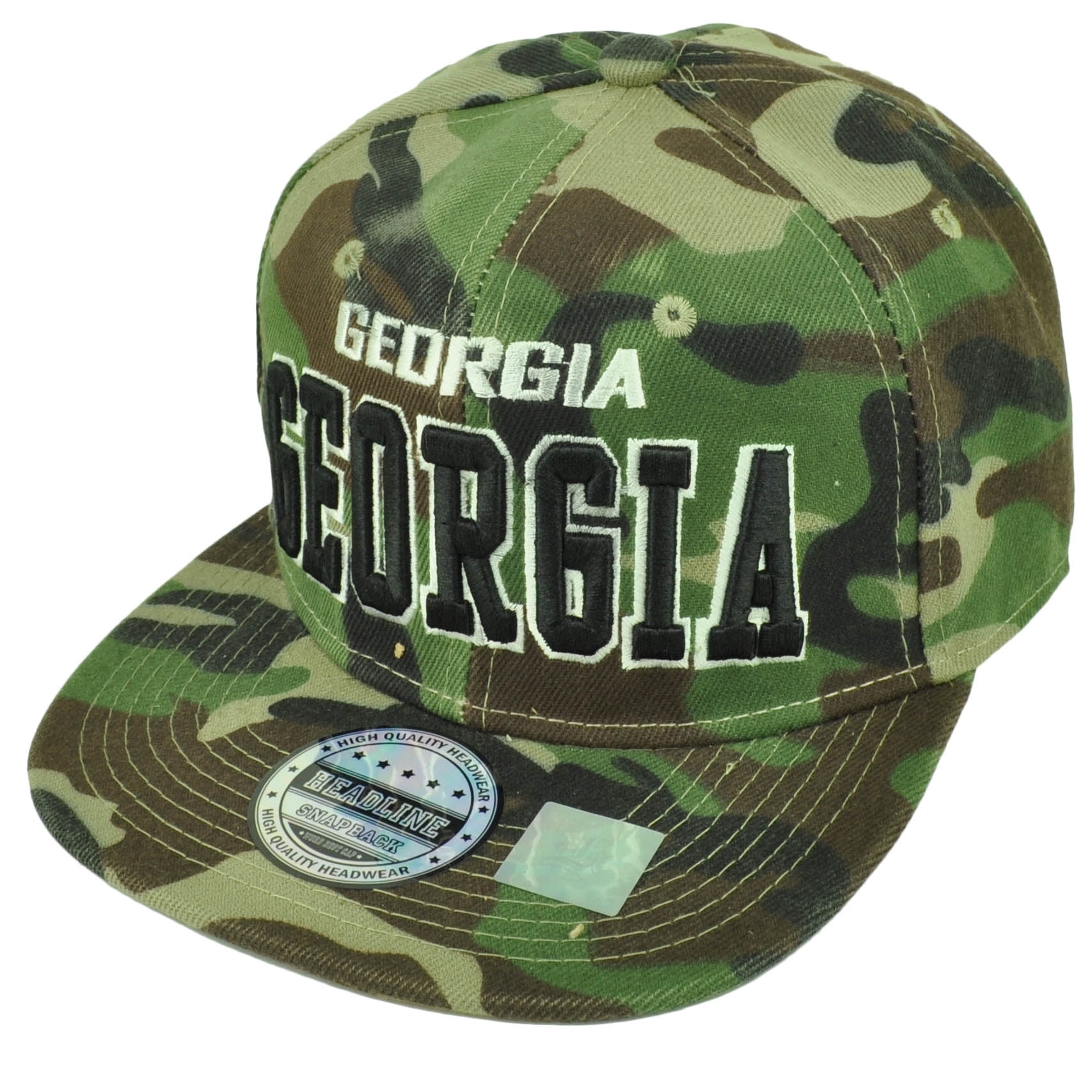Georgia Peach State USA Camouflage Camo Snapback Flat Bill Hat Cap ...