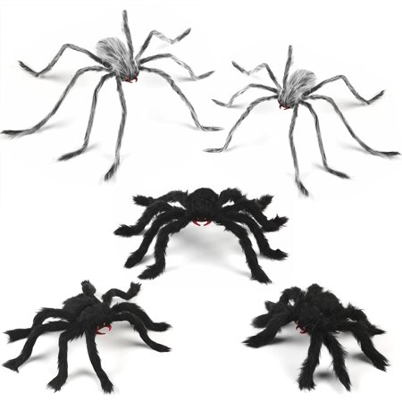 CPDD 5 Pieces Halloween Spiders, Scary Fake Spider with Black and Grey ...