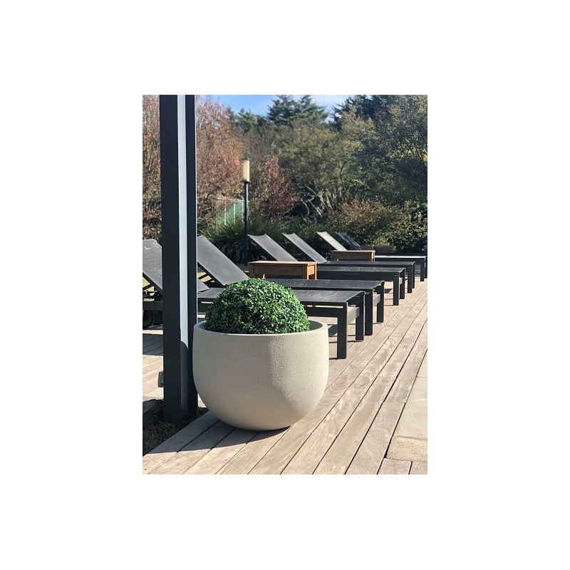 Japi Pottery Rustic Round Plastic Planter in Stone 9"H x 13"W - Walmart.com