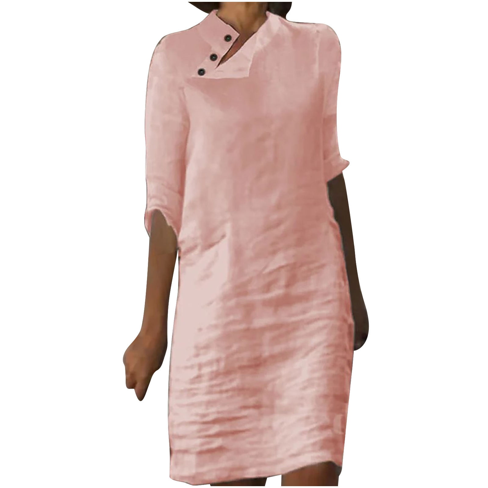 Click here for Yuyuzo Womens Summer Cotton Linen Dress Solid Colo... prices