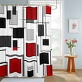 Bathroom Shower Curtain Red Color Block Abstract Geometric Waterproof ...