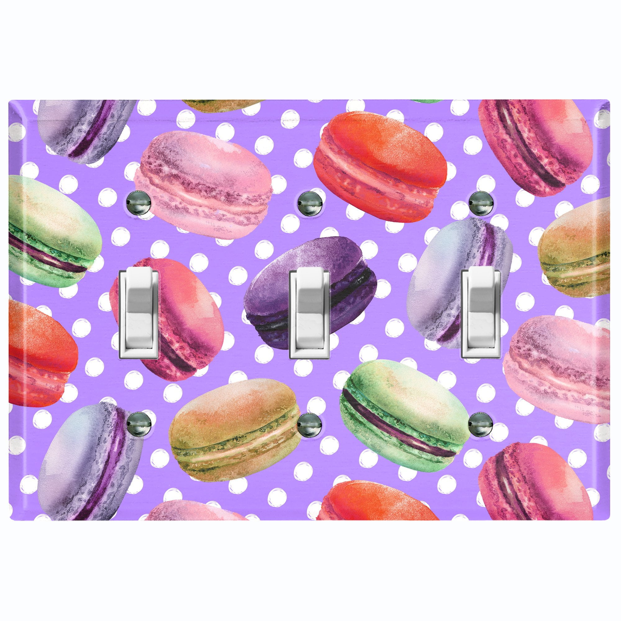 Metal Light Switch Plate Cover Colorful Macaron Dessert Purple Polka ...