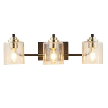 Costway 3-Light Wall Sconce, Bathroom Vanity Light with Clear Glass ...