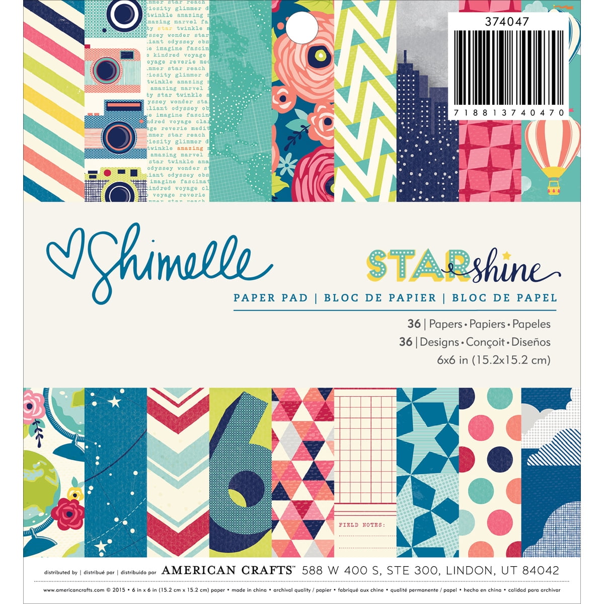 American Crafts Single-Sided Paper Pad 6"X6" 36/Pkg-Shimelle Starshine ...