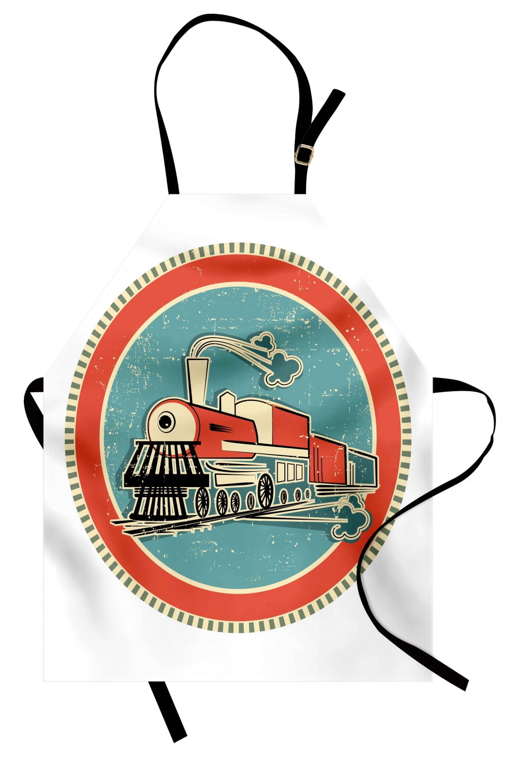 Steam Engine Apron Vintage Style Orange and Blue Banner Train ...
