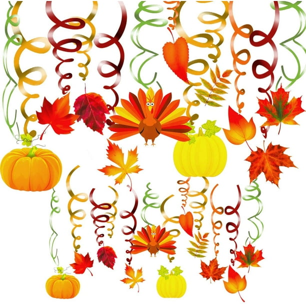 40 Pack Thanksgiving Hanging Swirls Decorations Autumn Swirls Ceiling ...