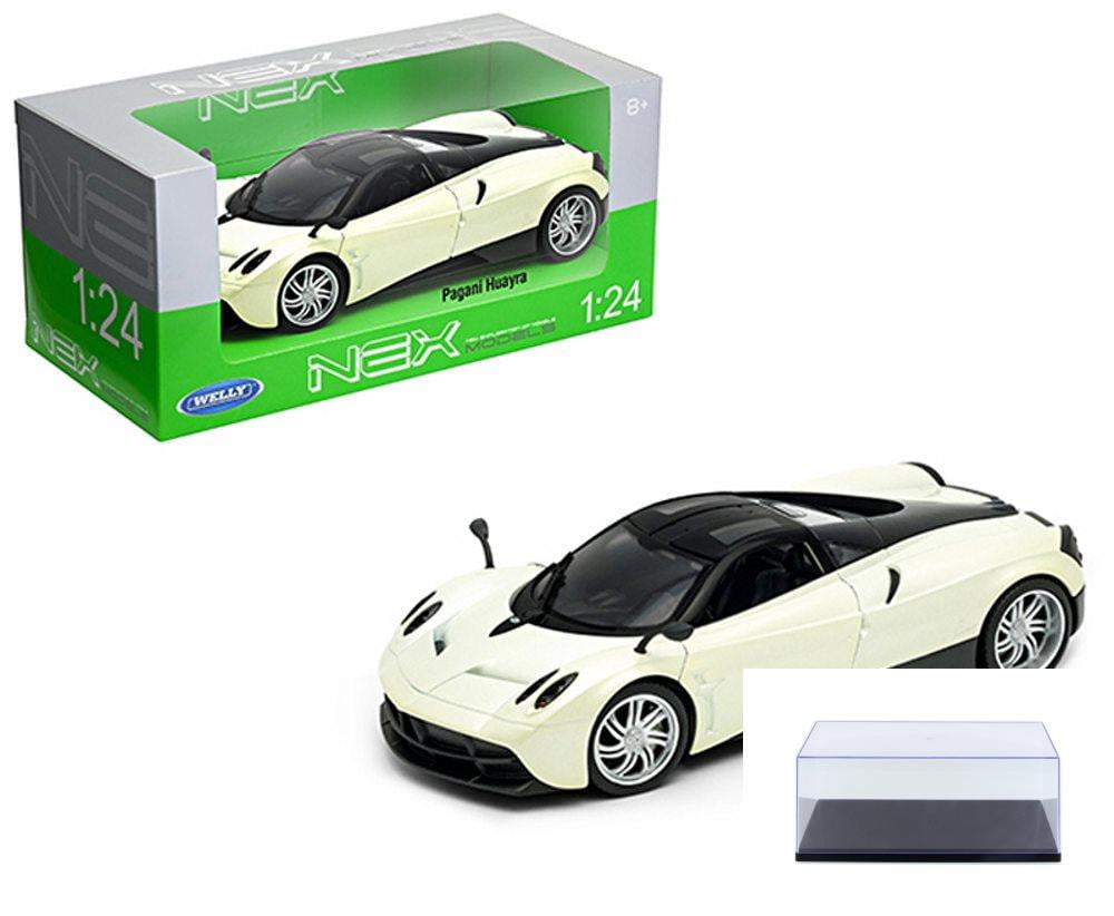 Diecast Car w/Display Case - 2017 Pagani Huayra, Pearl White with Black ...