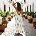 All-Over Print Backless Cross Strap Slip Dress, Loose A-Line Slim Fit ...